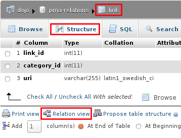 Relations — phpMyAdmin 5.2.0 documentation